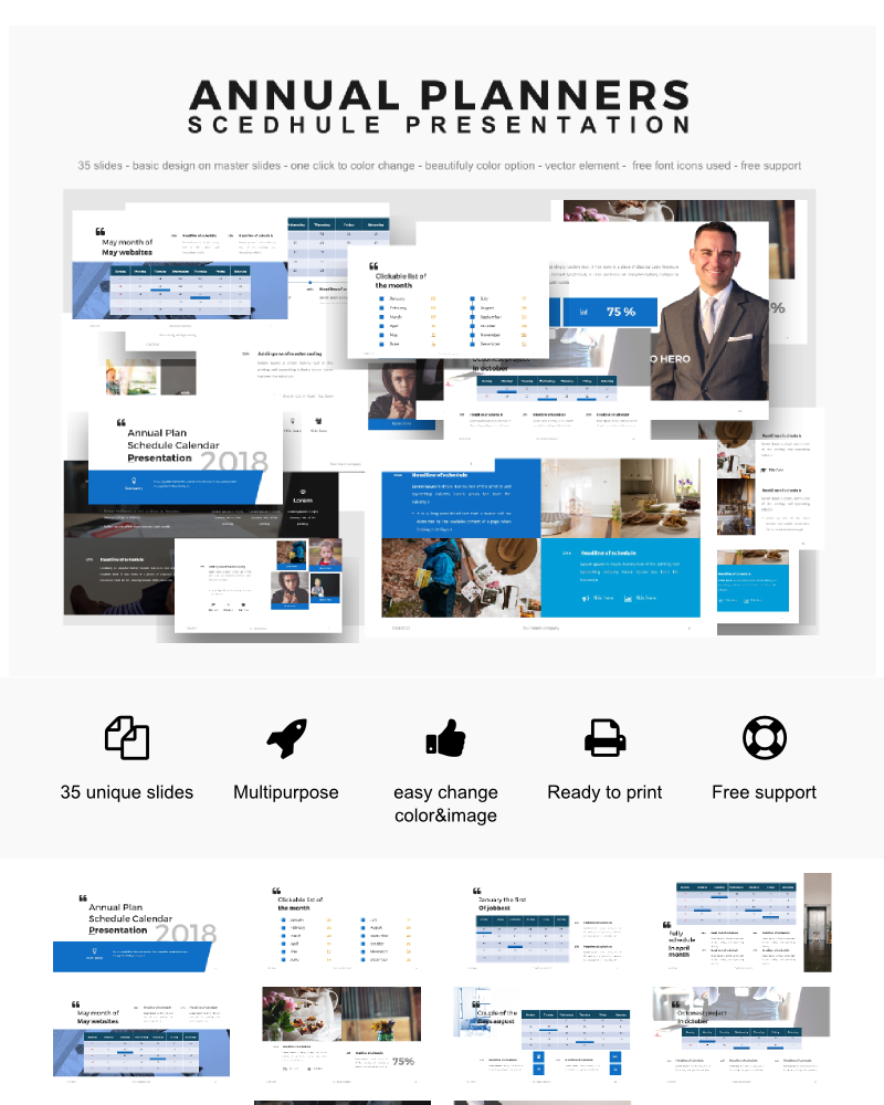 Annual Planner Presentation 2018 PowerPoint template