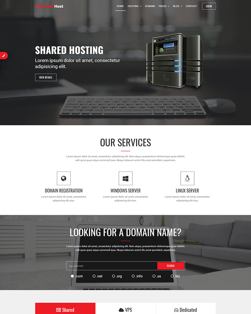CanadaHost | Responsive HTML5 Web Hosting and WHMCS Website Template