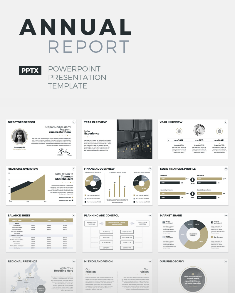 Annual Report PowerPoint template #64679 - TemplateMonster