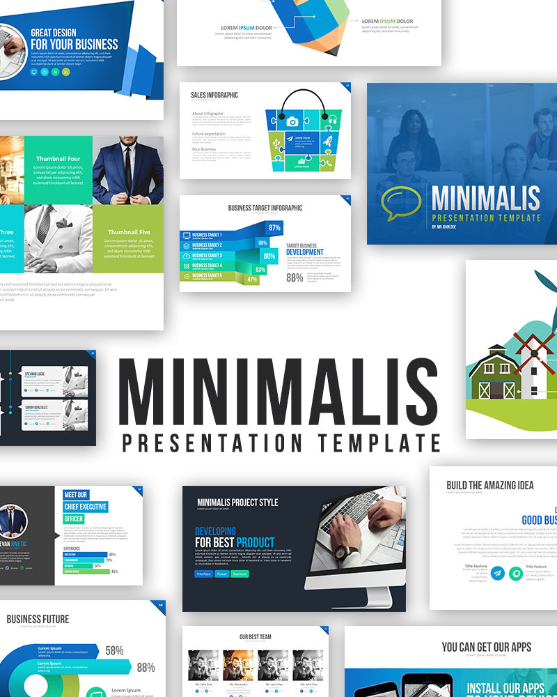 Minimalis PowerPoint template #64631 - TemplateMonster