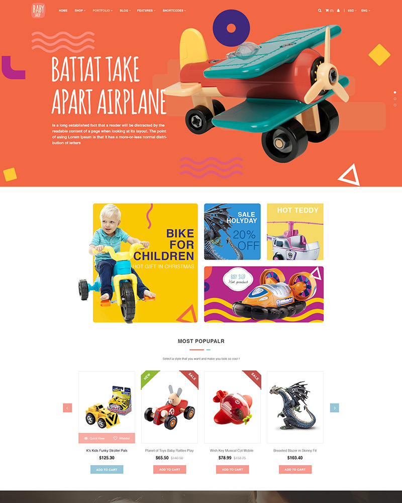 Baby Shop - Baby Store PSD Template #64852 - TemplateMonster