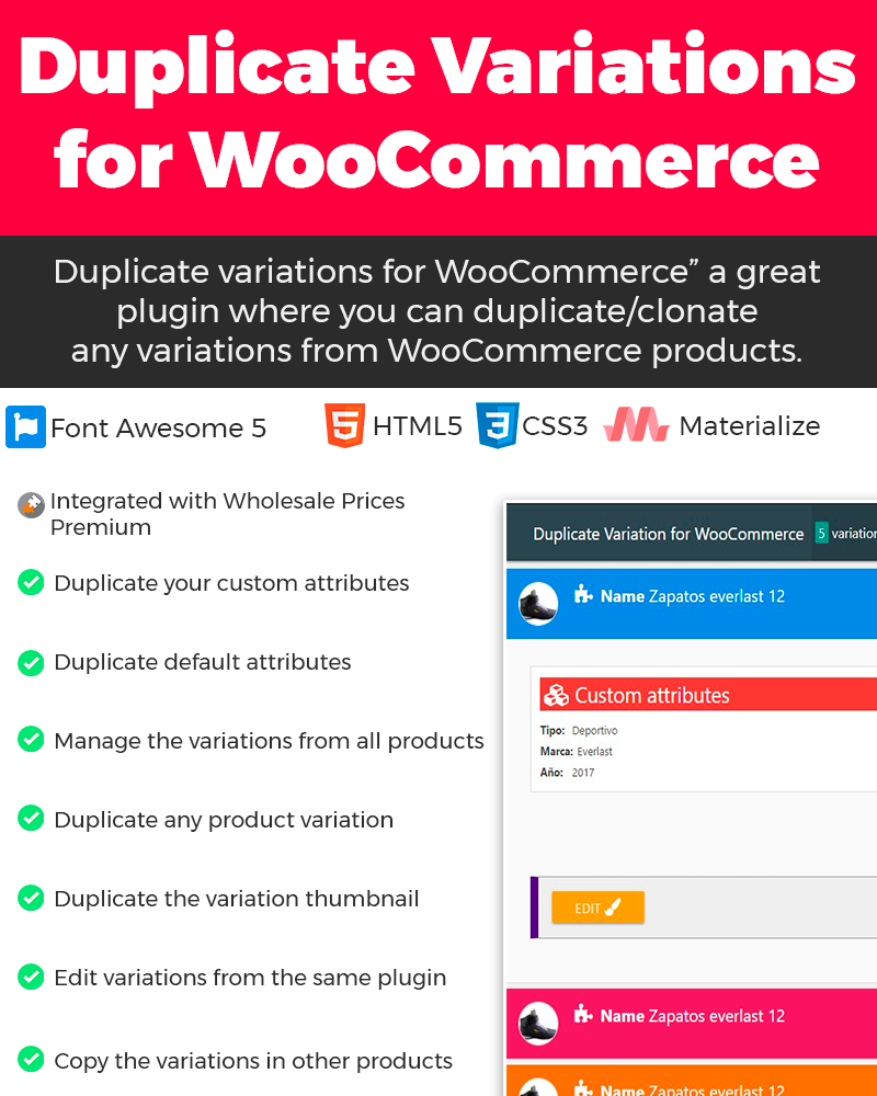 Duplicate Variation For Woocommerce Wordpress Plugin