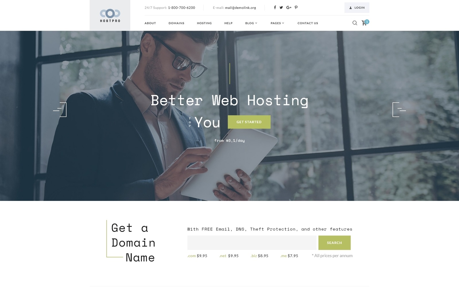 Hostpro - Domain and Hosting HTML Website Template