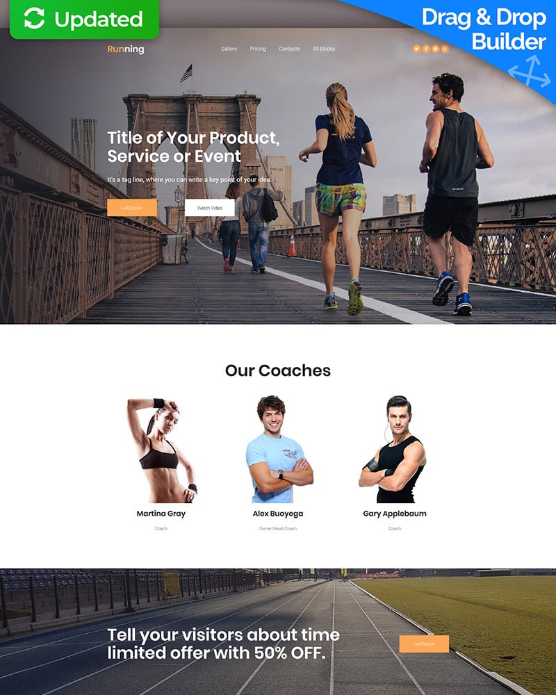 Running Responsive Landing Page Template - TemplateMonster