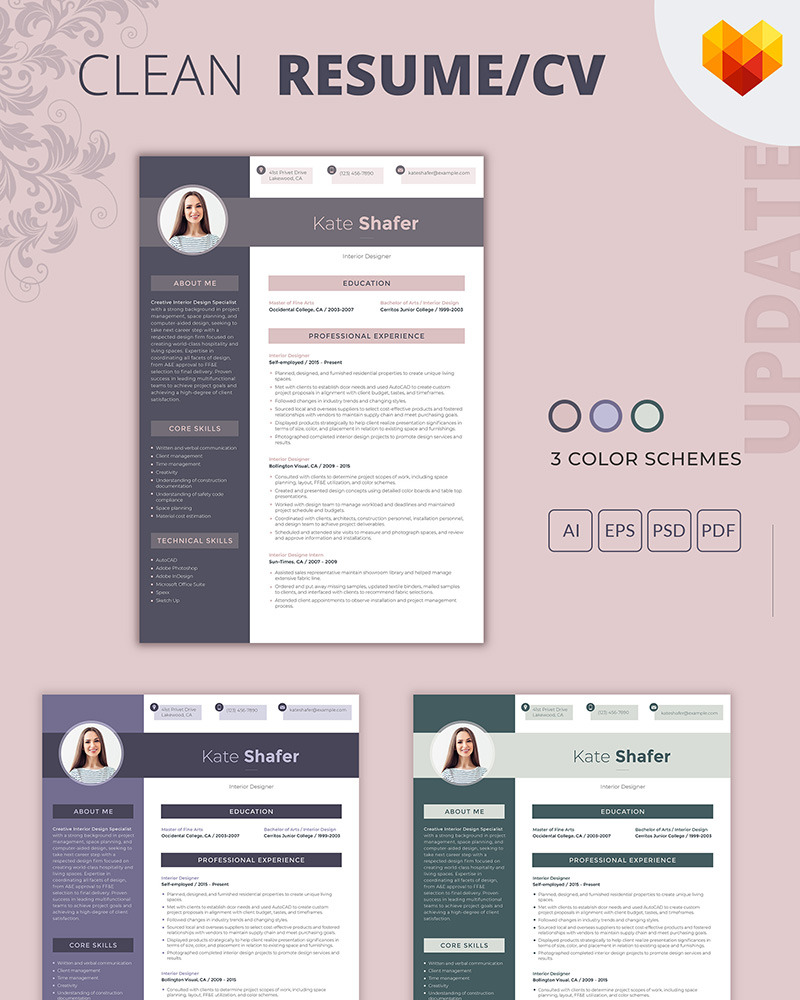 Kate Shafer - modelo de currículo de designer de interiores