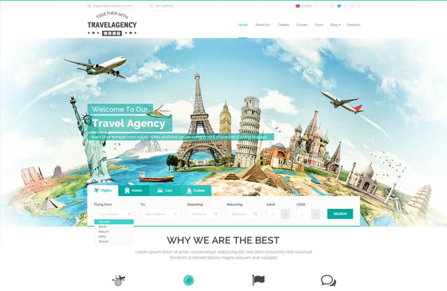 Plantilla web para sitio web de agencia de viajes