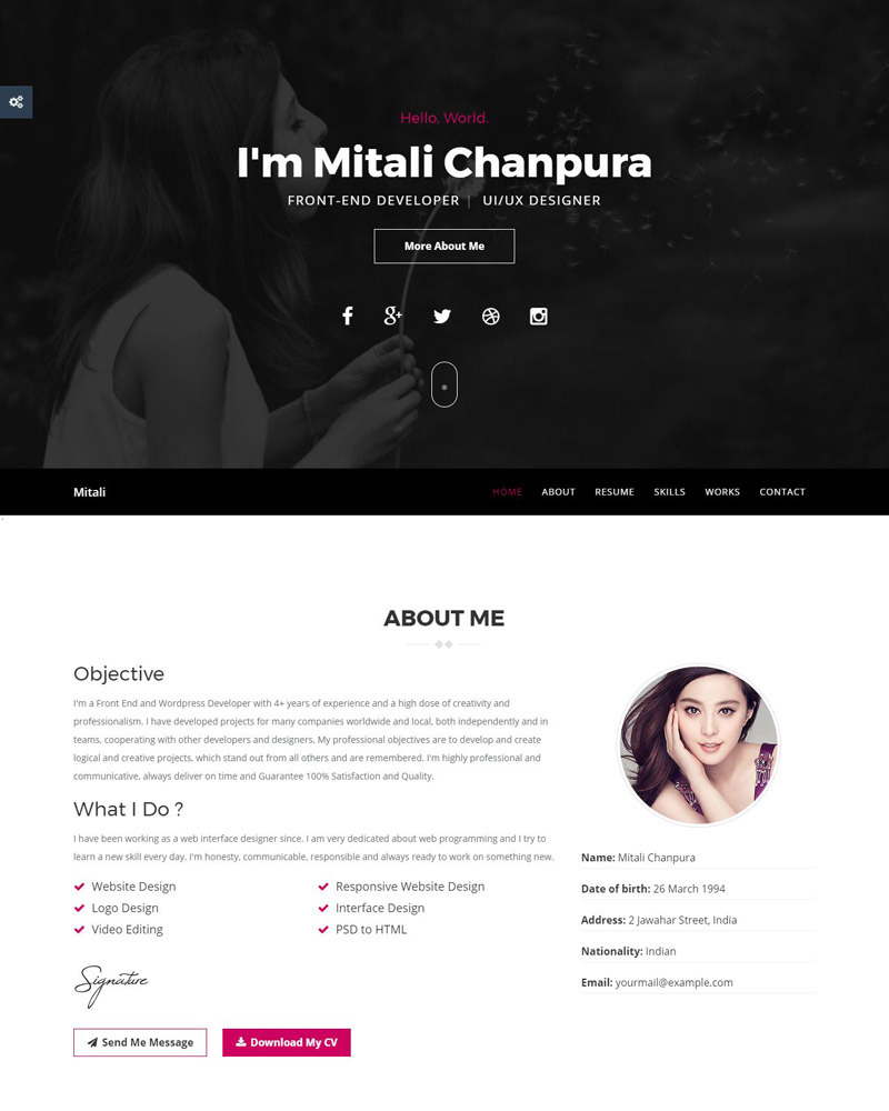 JaguarCV - Responsive Resume/CV Html Landing Page Template