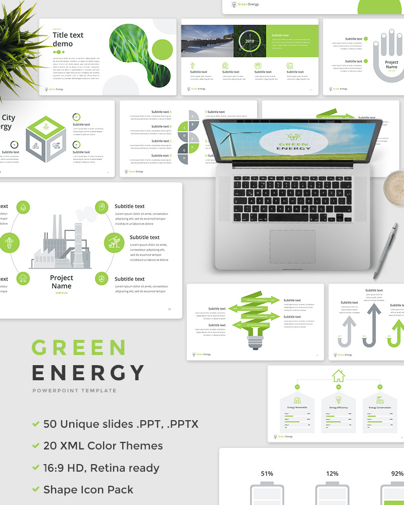 Green Energy - PowerPoint template #65675 - TemplateMonster