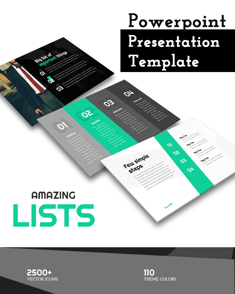 Listas incríveis - modelo do PowerPoint - TemplateMonster