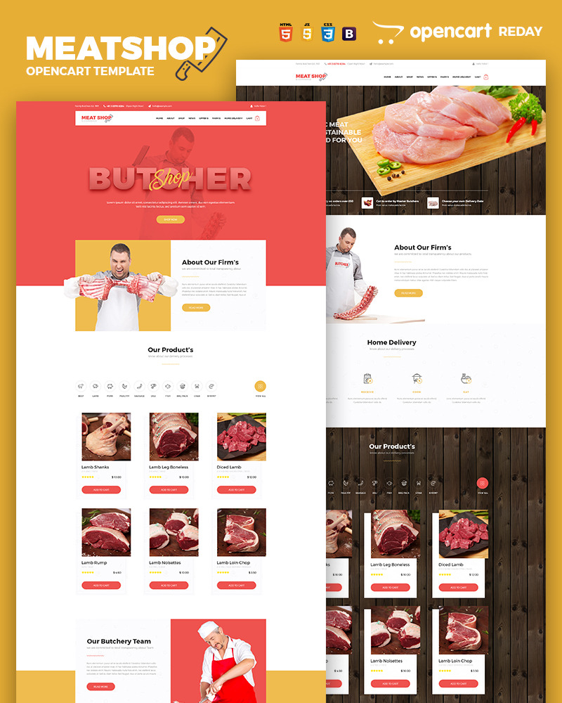 Butcher - Meat Shop eCommerce OpenCart Template