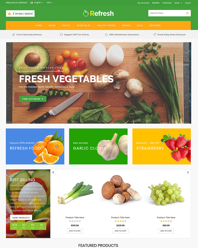 Refresh - Food & Restaurant Website Template