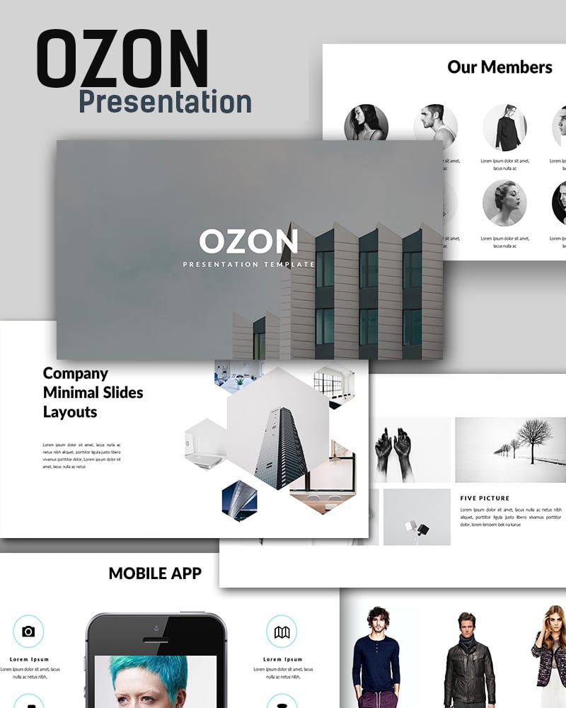 Ozon Minimal PowerPoint template #65924 - TemplateMonster