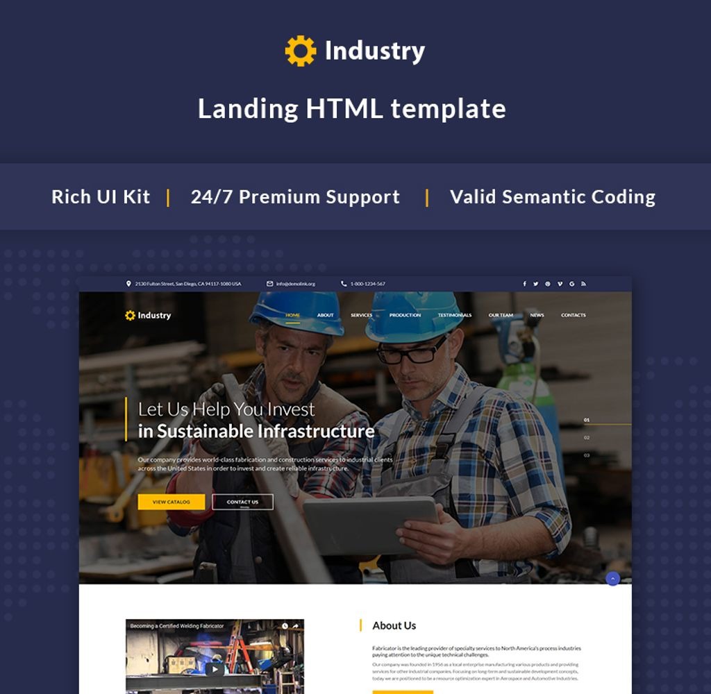 Industry - Industrial company Bootstrap Landing Page Template