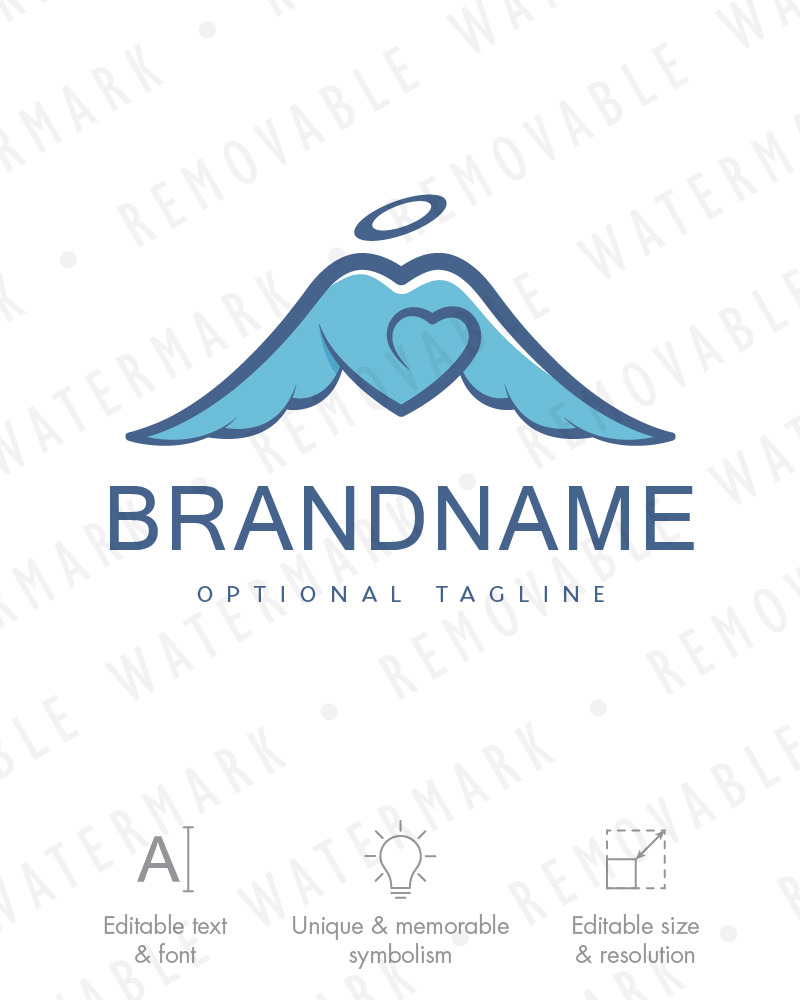 Angel Heart Logo Template #66189 - TemplateMonster