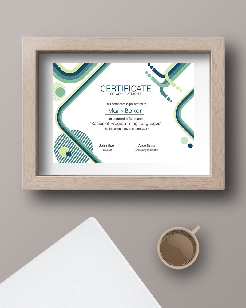 Modèle de certificat de cours informatiques - TemplateMonster