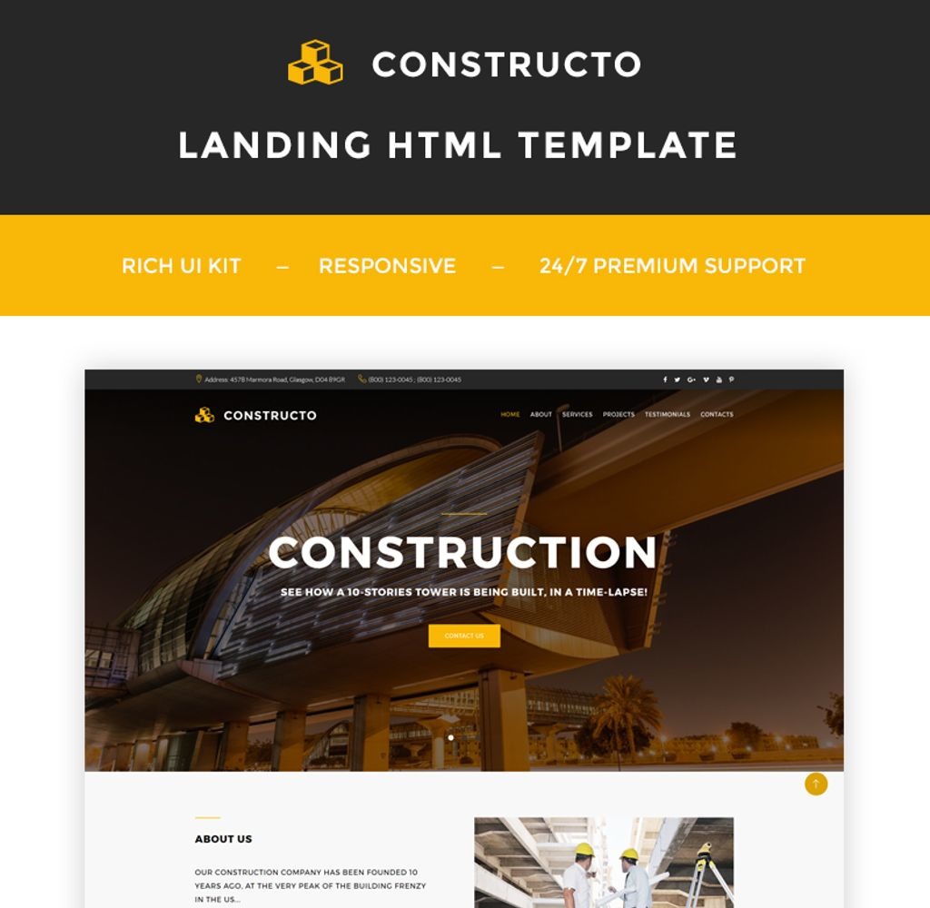 Constructo - Construction Company Landing Page Template