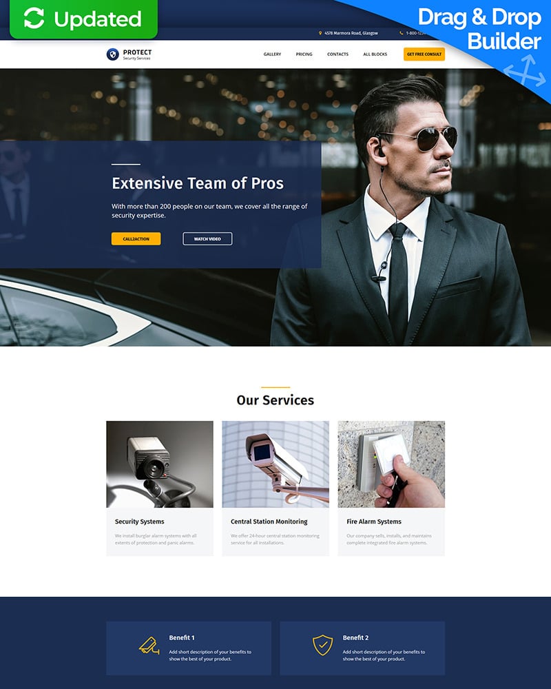 Protect - Security Servces MotoCMS 3 Landing Page Template