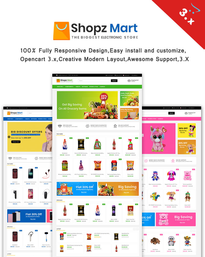 Shopz-Mart 3.x Responsive OpenCart Template