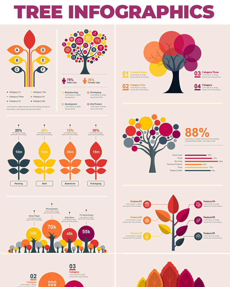 Tree Bundle - Infographic Elements #66482 - TemplateMonster