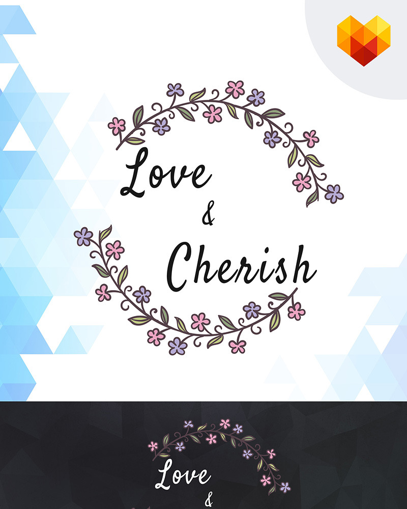 Love & Cherish Wedding Logo Template - TemplateMonster