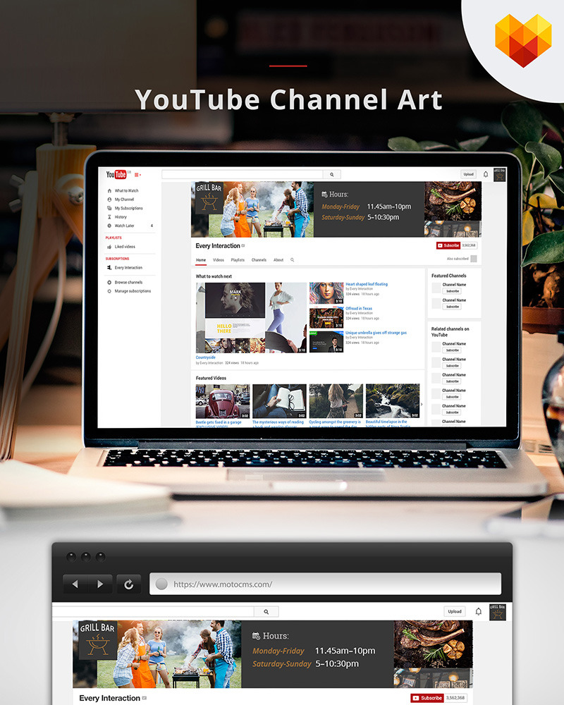 Grill Bar Youtube Channel Art Social Media Template