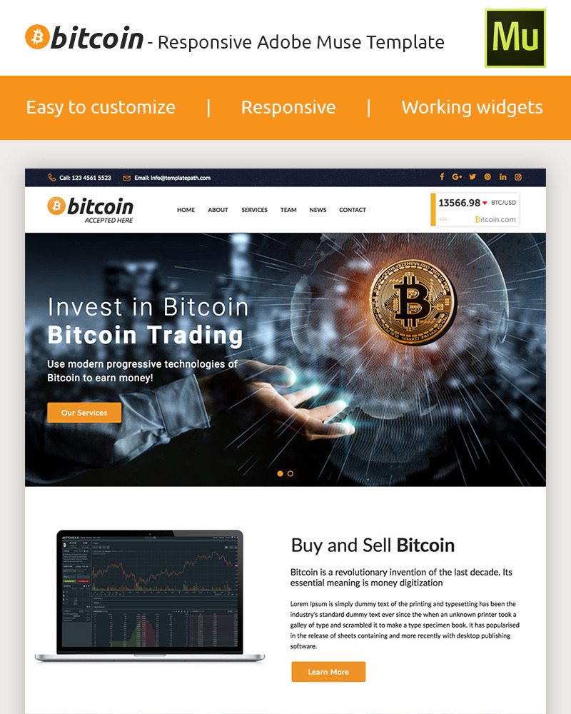 Bitcoin - Premium Crypto Adobe CC 2017 Muse Template