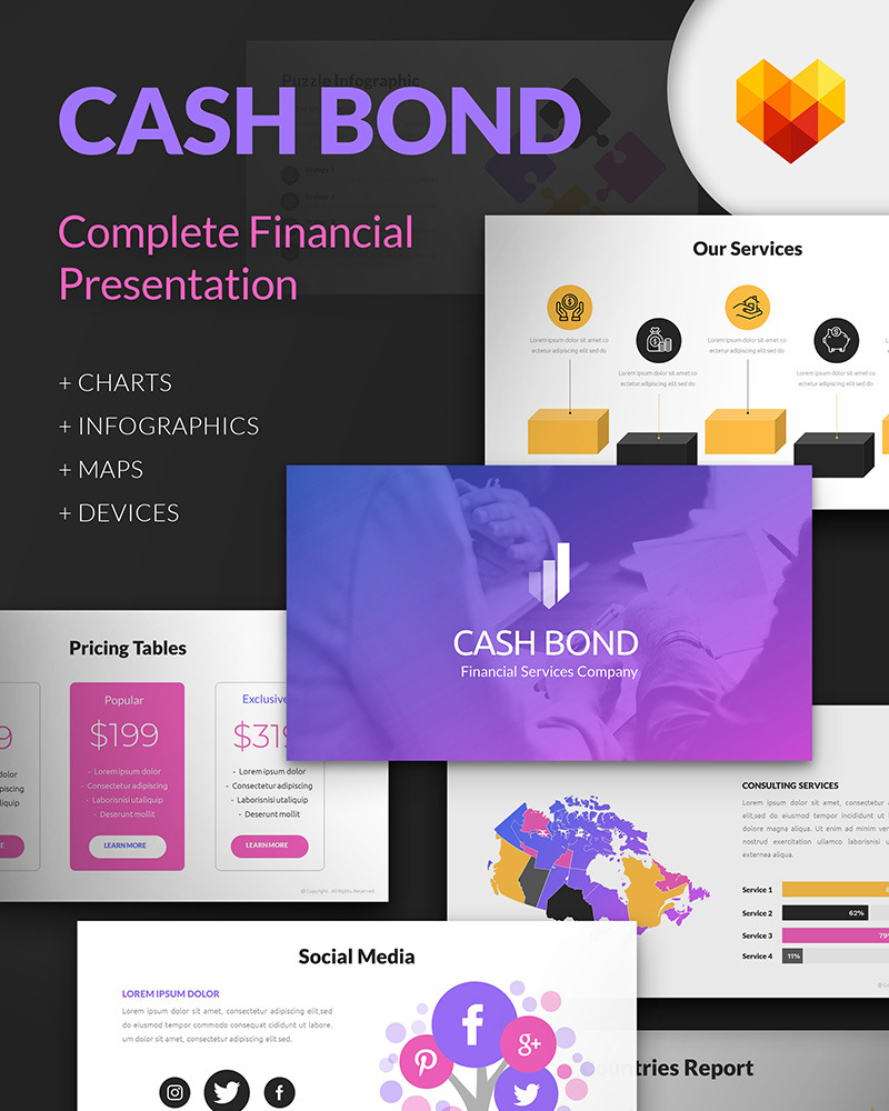 Cash Bond - Financial Presentation PowerPoint template