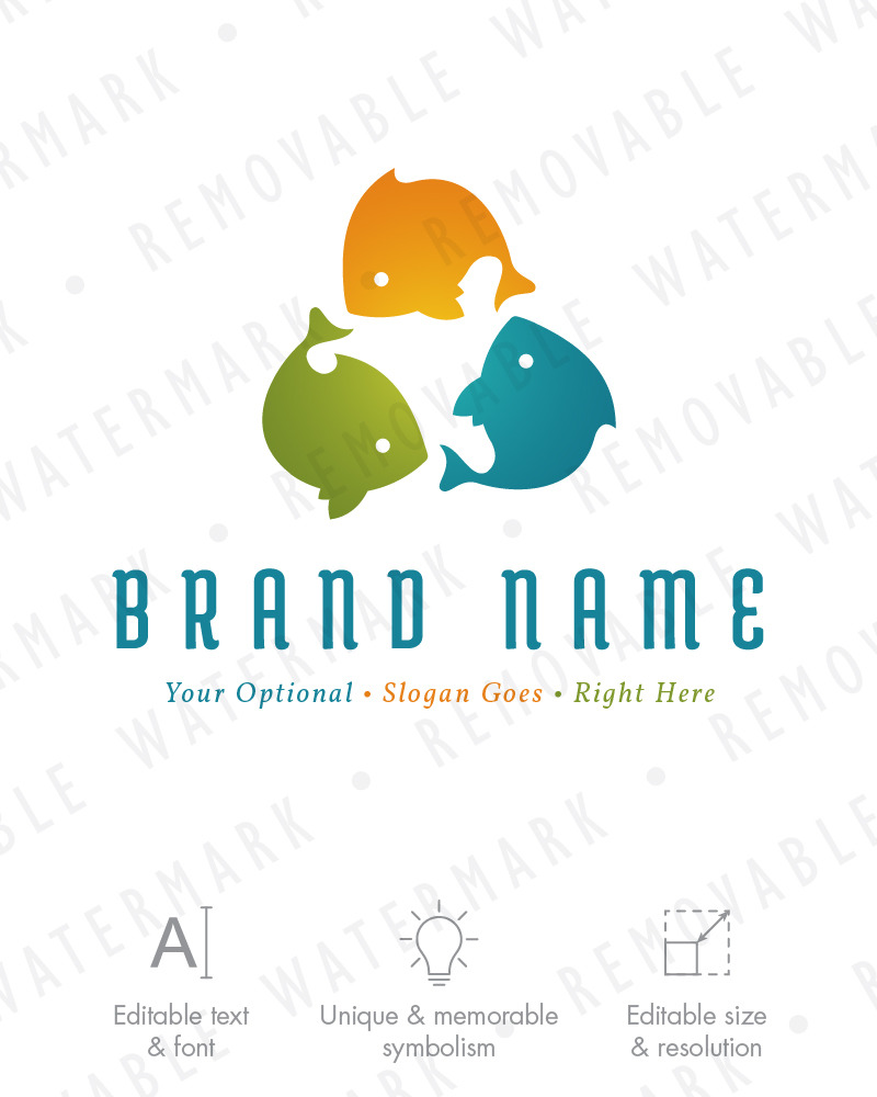 Cycle of Fish Logo Template #66846 - TemplateMonster