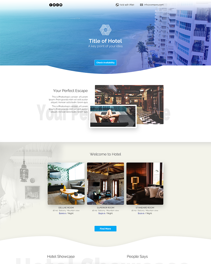 Hotel PSD Template #66852 - TemplateMonster