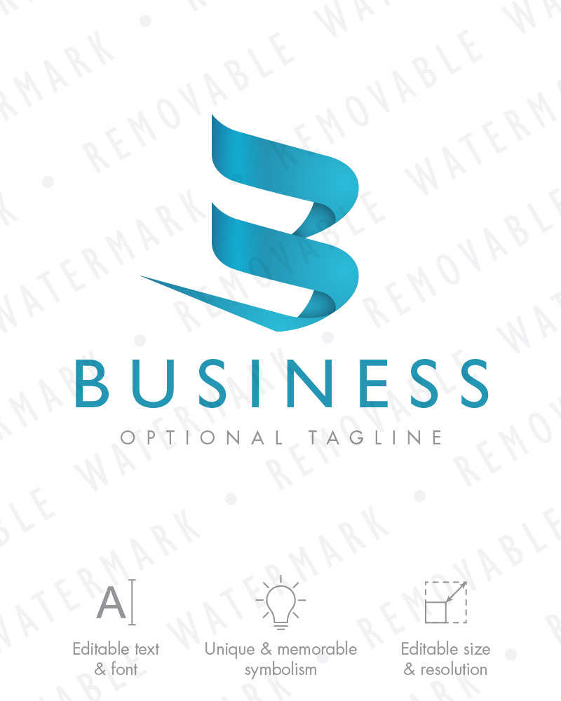 B Abstract Ribbon Logo Template #67104 - TemplateMonster