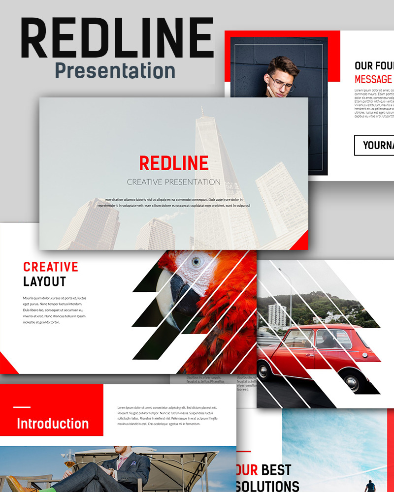 Redline Creative PowerPoint template - TemplateMonster