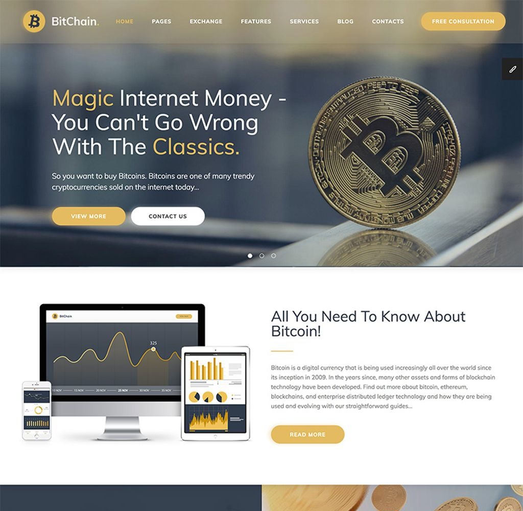 Bitchain - Crypto Currency Exchange and Mining Website Template