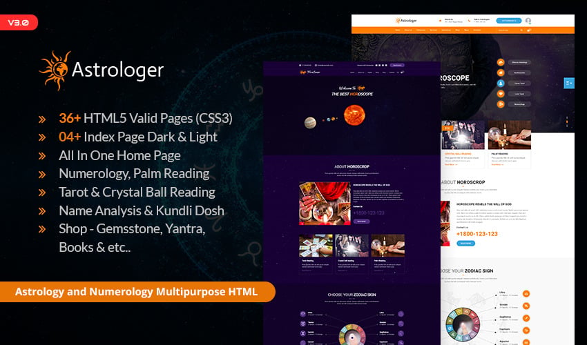 Astrologer - Astrology and Numerology HTML Website Template