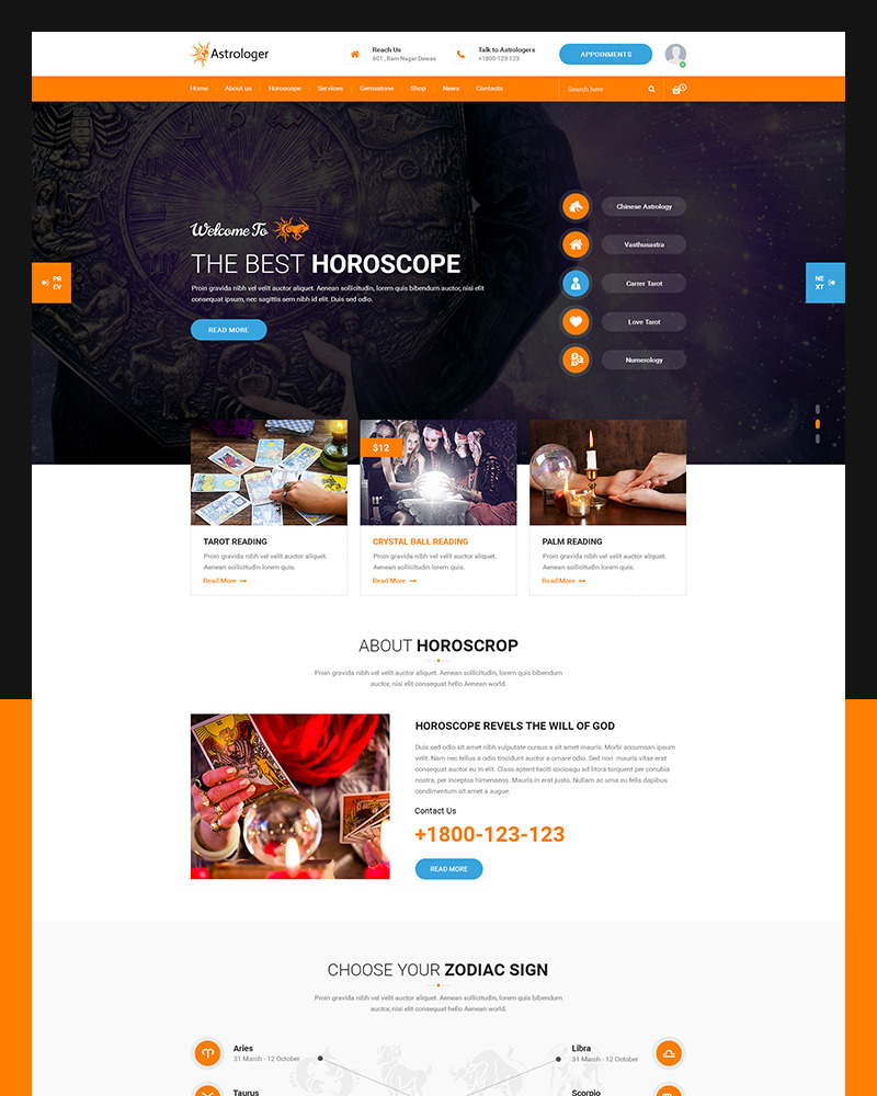 Astrologer - Astrology and Numerology HTML Website Template