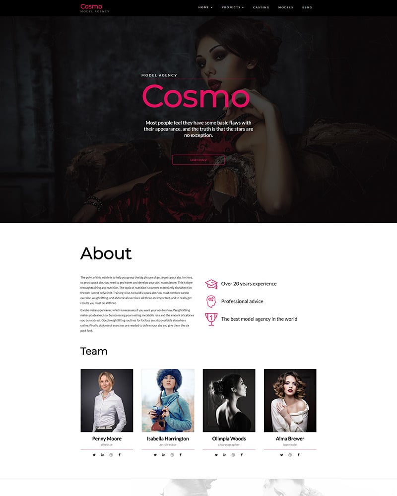 Cosmo - Model Agency WordPress Theme - TemplateMonster