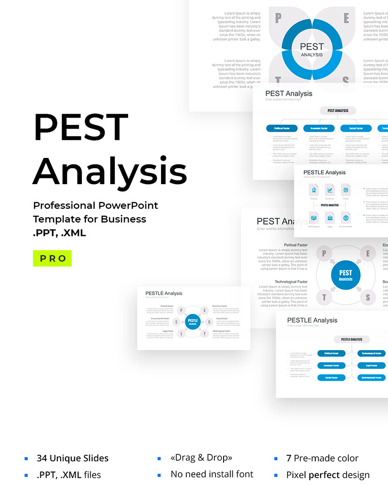 PEST, PESTEL, PESTLE for PowerPoint template