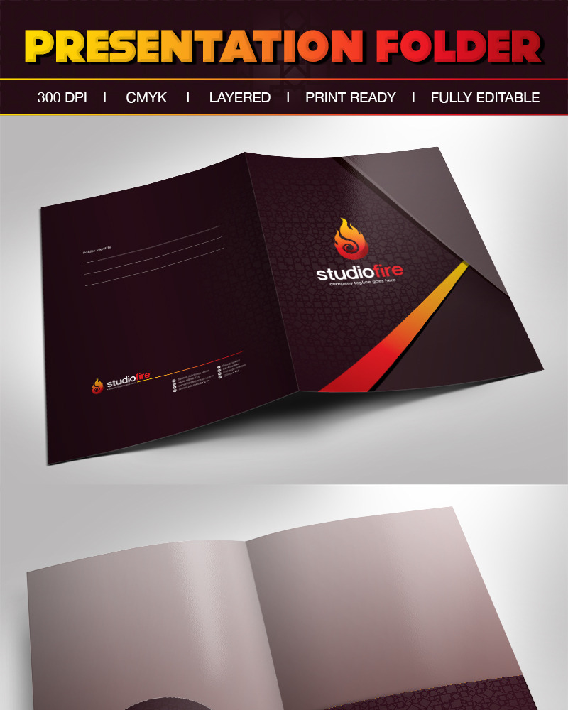 StudioFire Creative Presentation Folder With Pocket Design Template