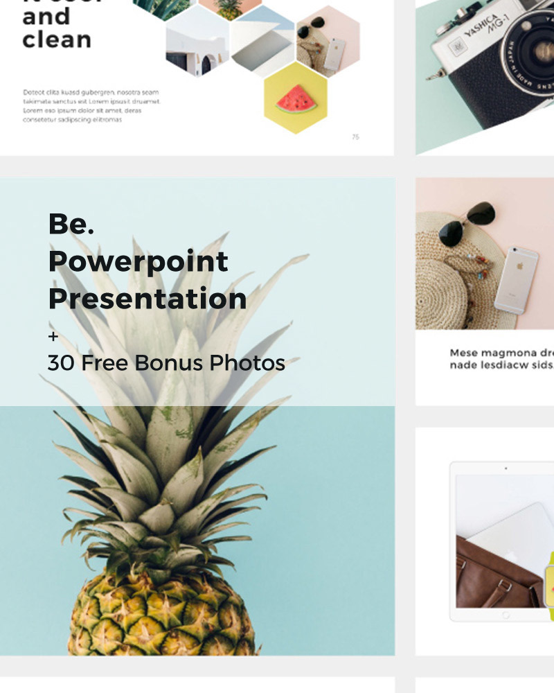 Be Presentation + 30 Photos Bonus PowerPoint template
