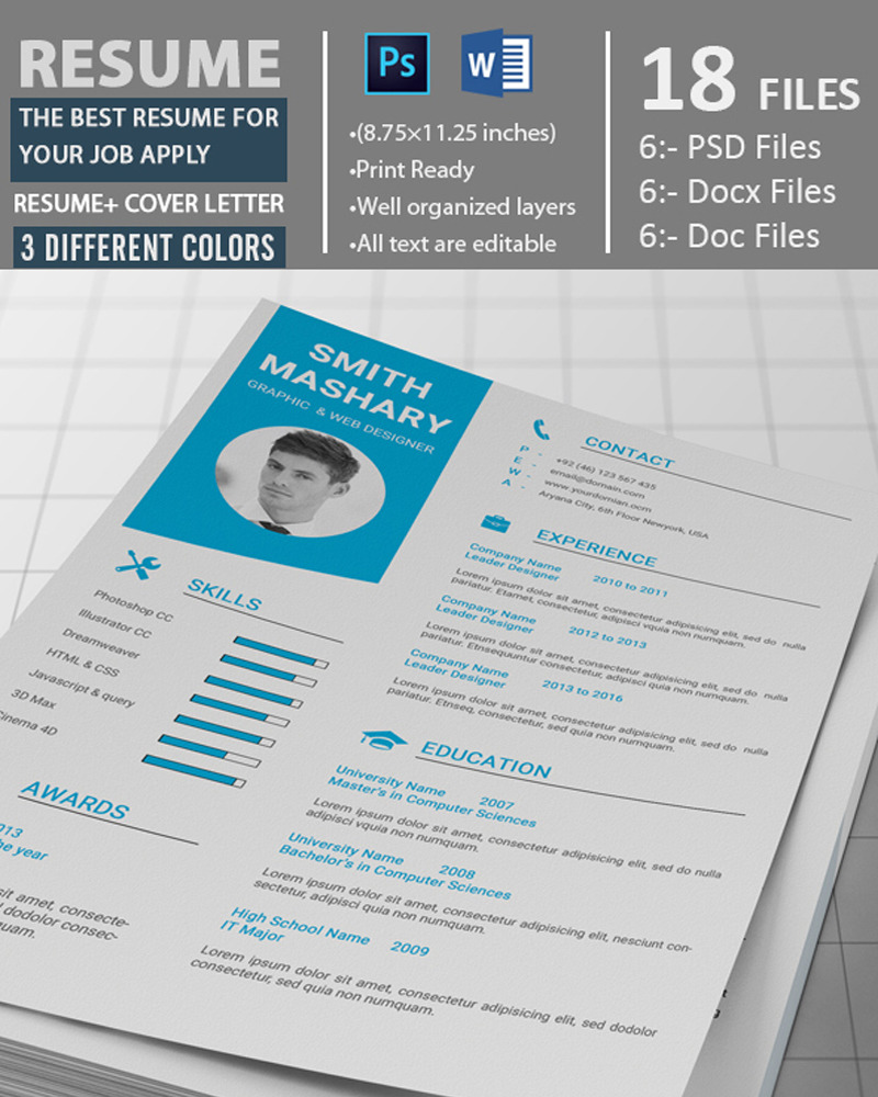 Graphic Designer - Resume Template #67740 - TemplateMonster