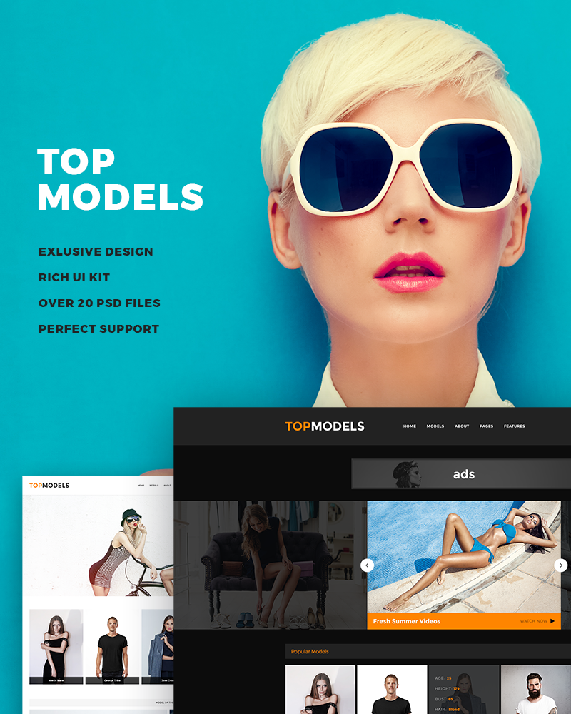 Modelo de site de modelos principais - TemplateMonster