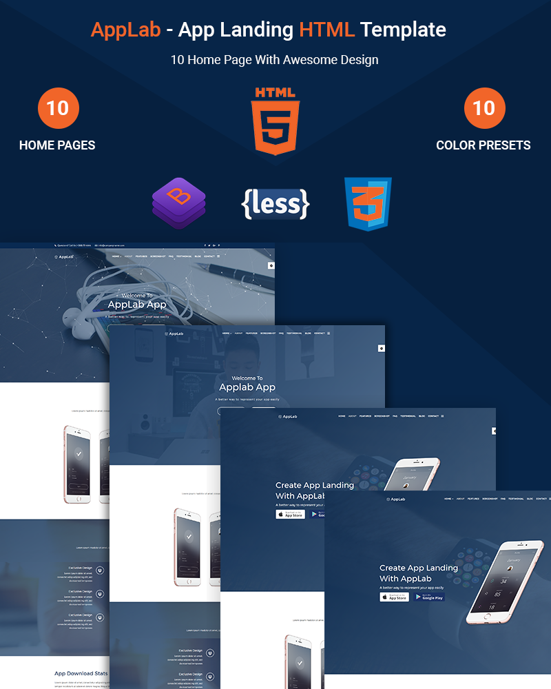 Applab - App Landing HTML Template #67852 - TemplateMonster