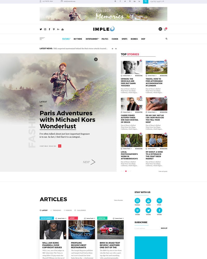 Impleo - Magazine & News Homepage PSD Template
