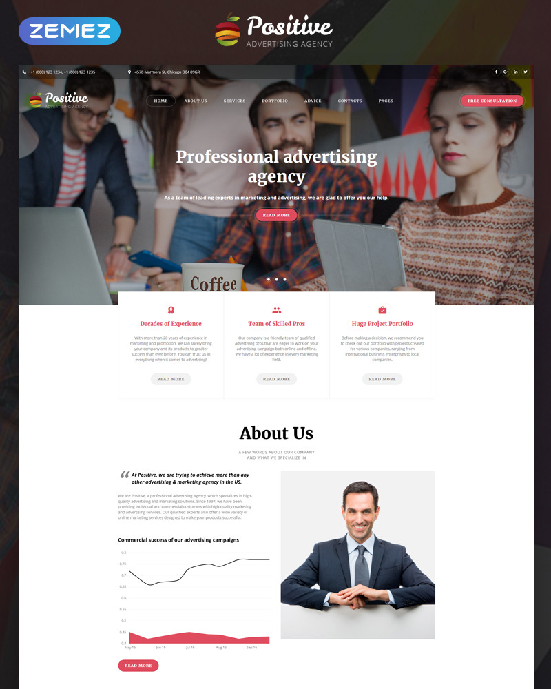 Positive - Advertising Agency Multipage HTML5 Website Template