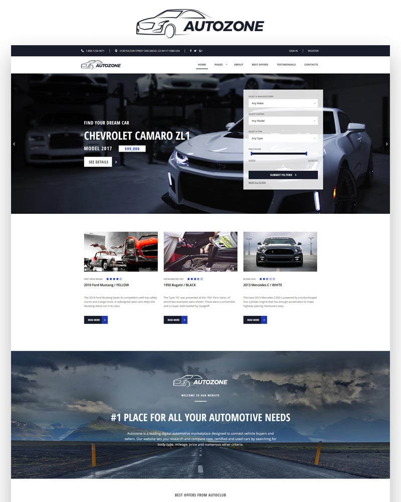Autozone - Plantilla de sitio web HTML5 Bootstrap para concesionarios de automóviles