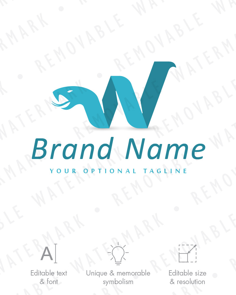 W Abstract Snake Logo Template #68115 - TemplateMonster