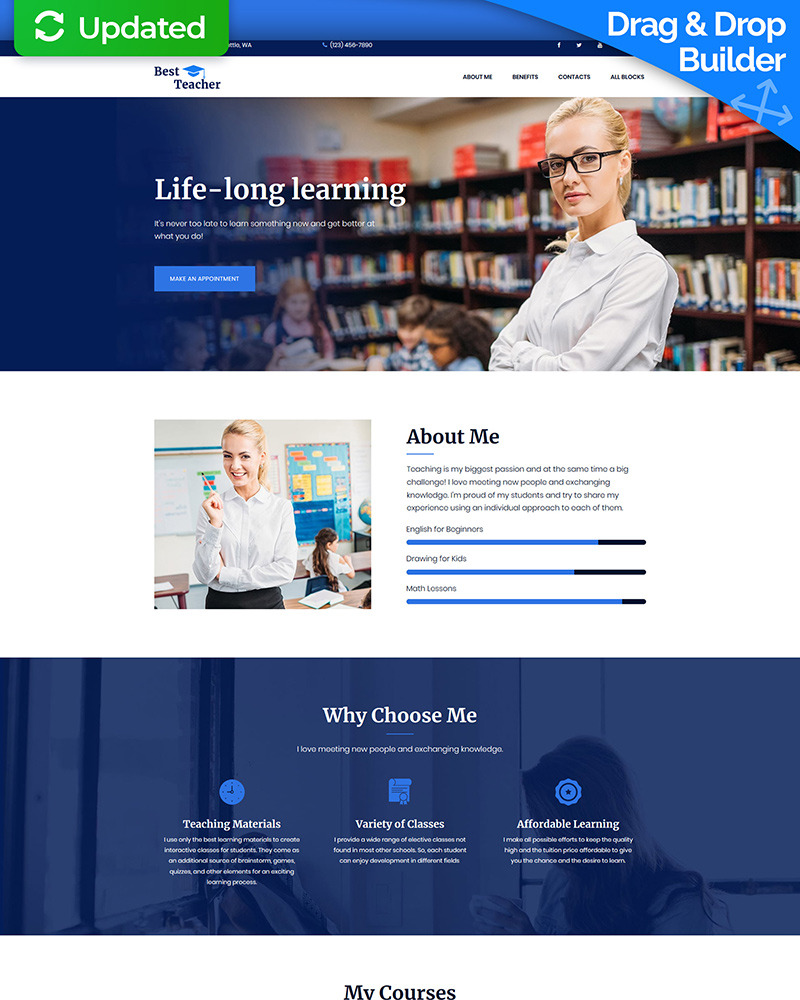 Best Teacher - Education MotoCMS 3 Landing Page Template