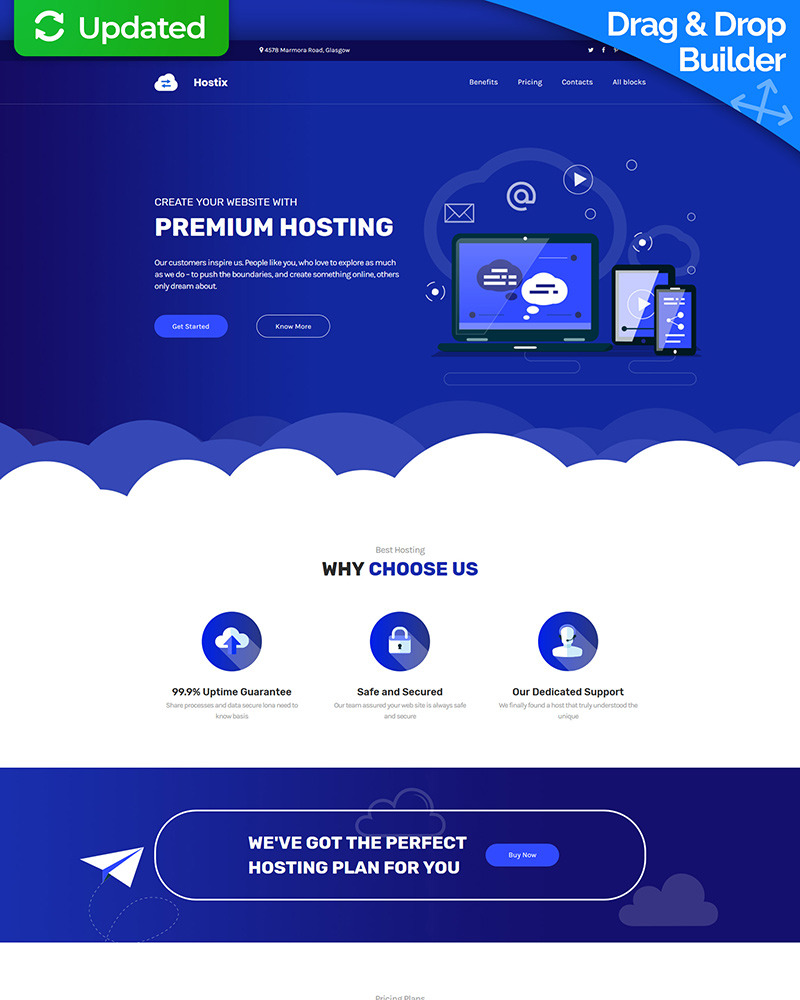 Web Hosting MotoCMS 3 Landing Page Template - TemplateMonster