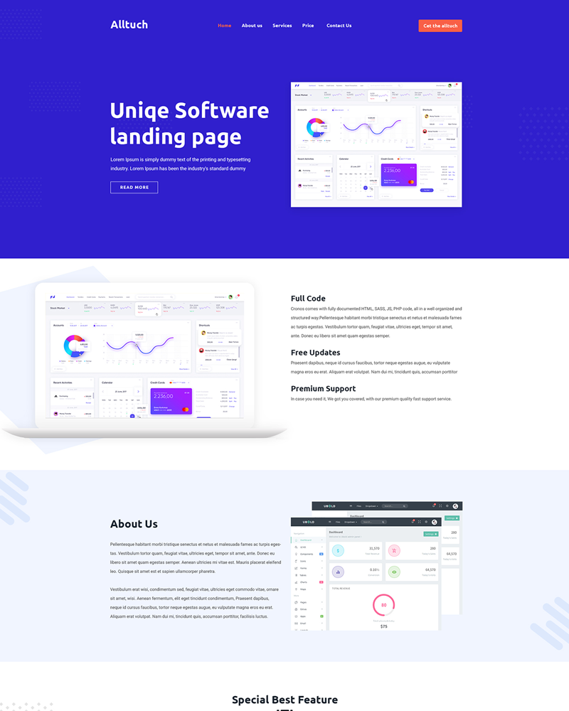 Alltuch - Software Landing Page PSD Template
