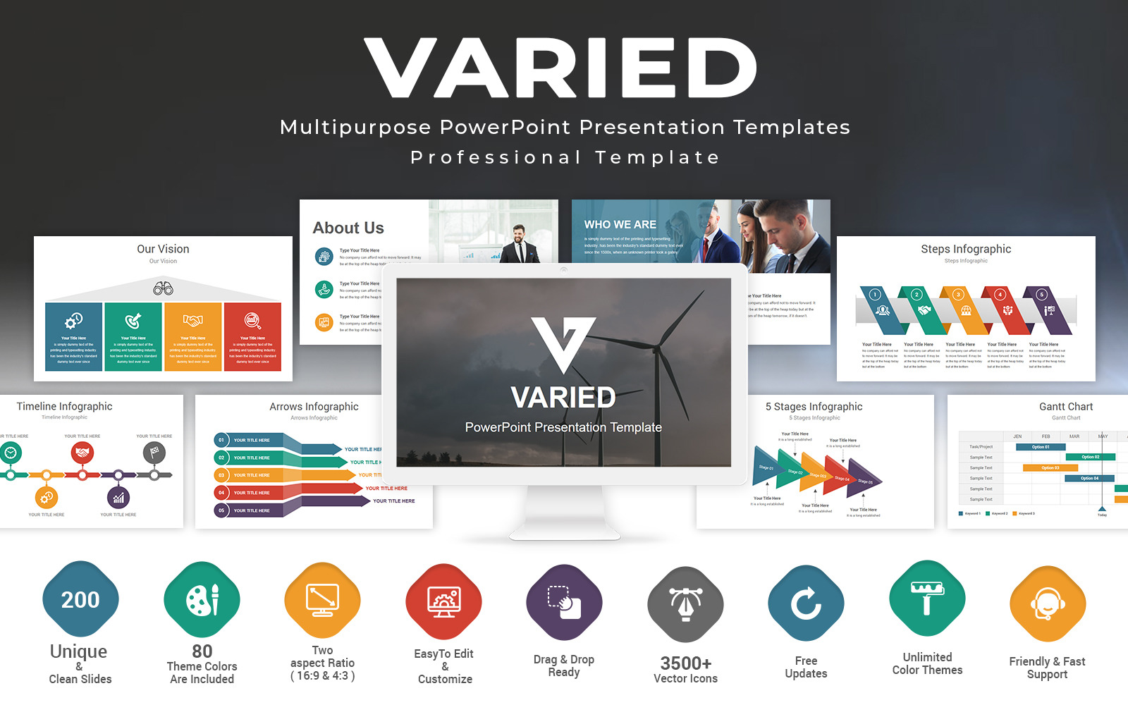 Varied - PowerPoint template #68321 - TemplateMonster