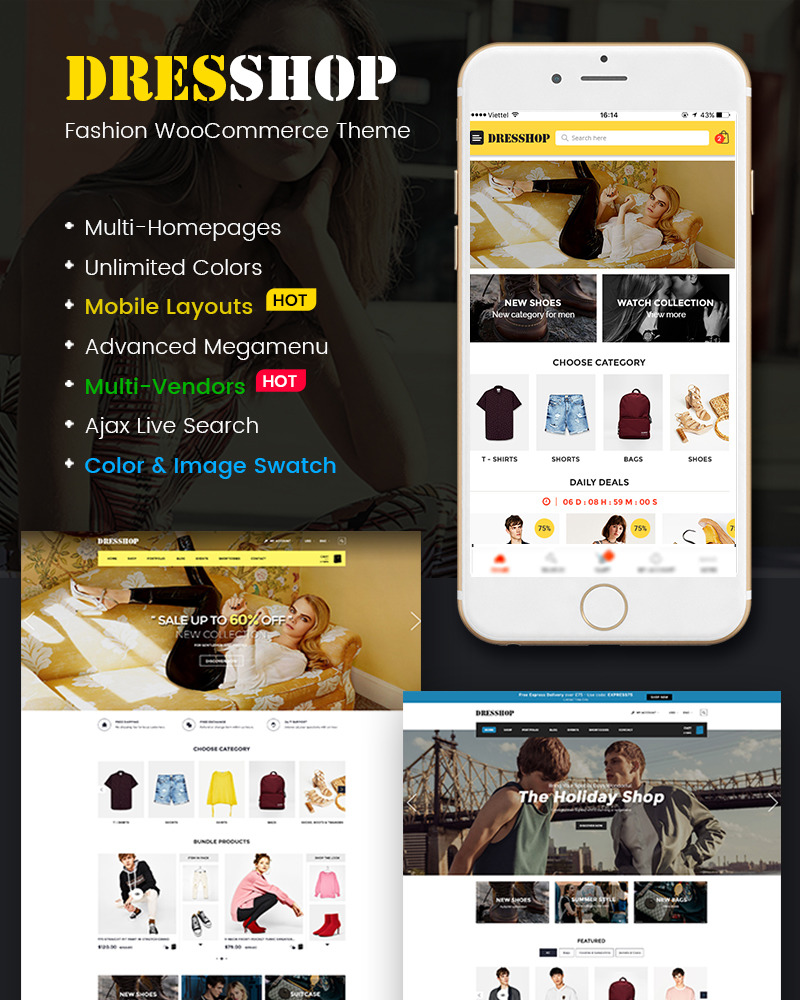 DresShop - Clothing, Fashion Shop WooCommerce Theme (Mobile Layout ...